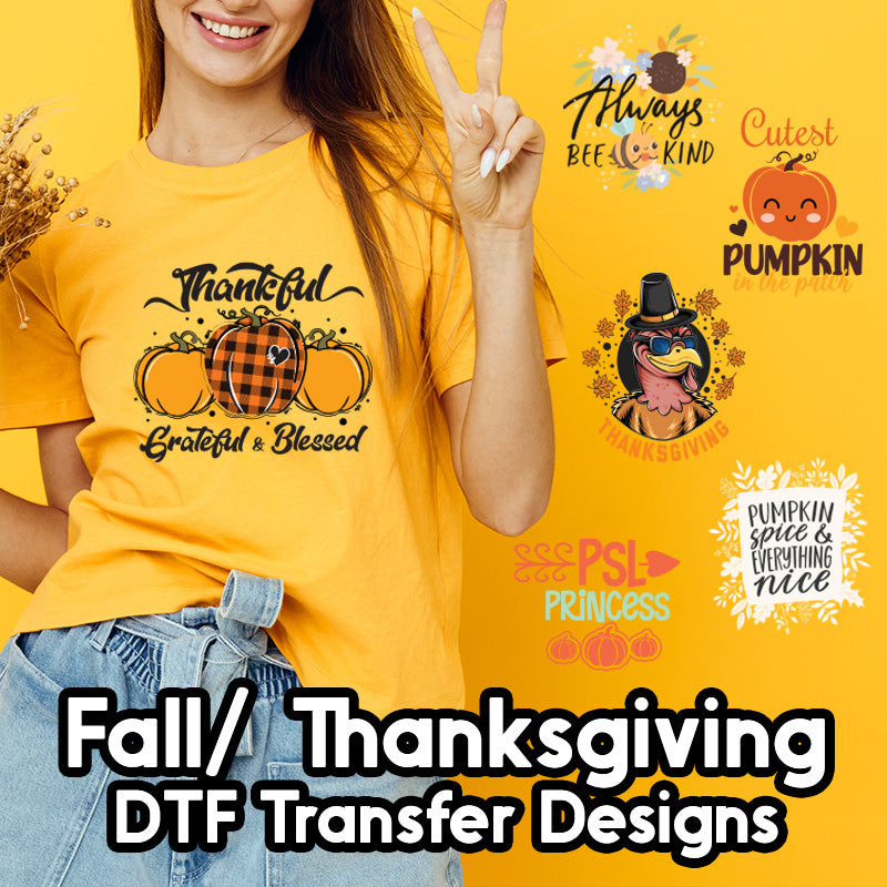 Fall/ Thanksgiving DTF Transfer Designs (4", 8", 11" available) | Heat ...