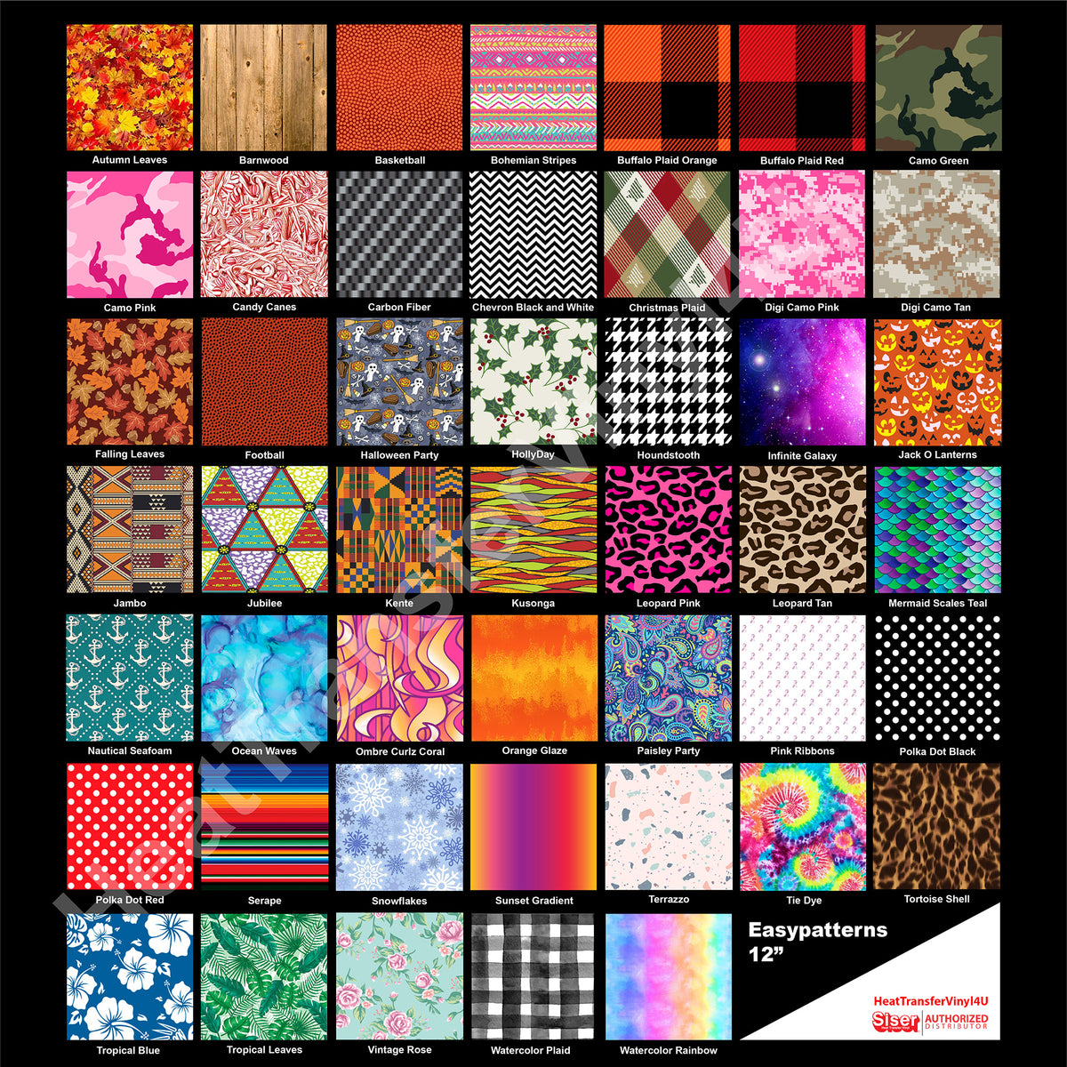 Siser EasyPatterns Seasonal 12" x 12" Sheet (TTD High Tack Mask ...