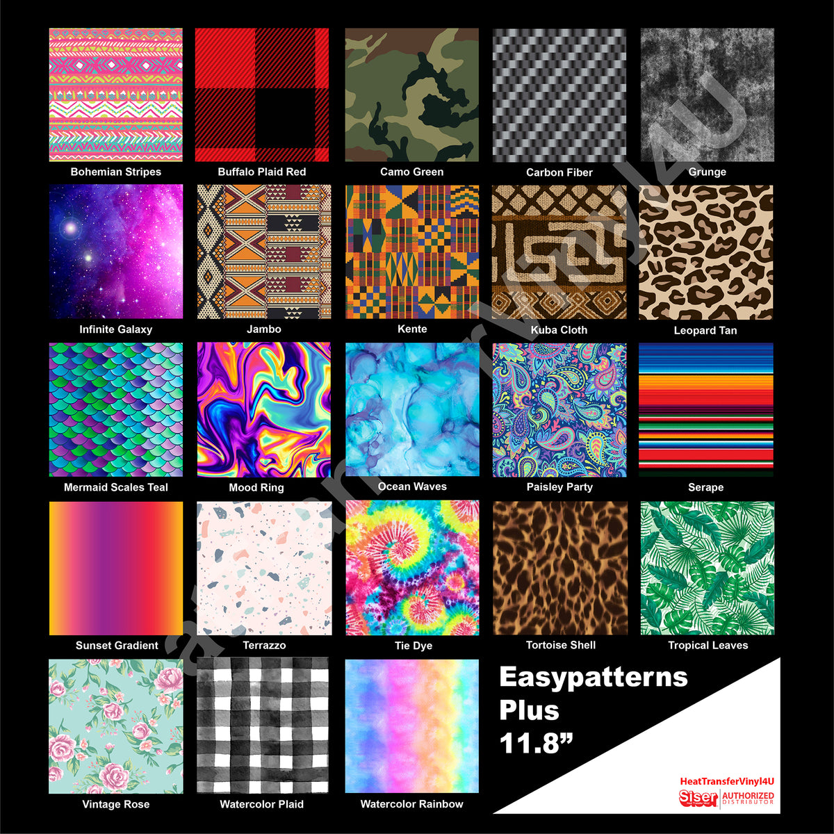 Siser EasyPatterns Plus 11.8" x 12 Sheet (Pre-Masked) | Heat Transfer ...